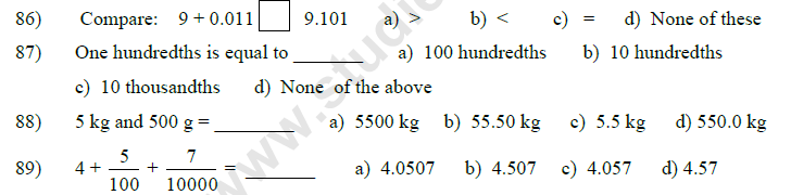 CBSE Class 5 Mathematics MCQs , Multiple Choice Questions CBSE Class 5 Mathematics MCQs , Multiple Choice Questions